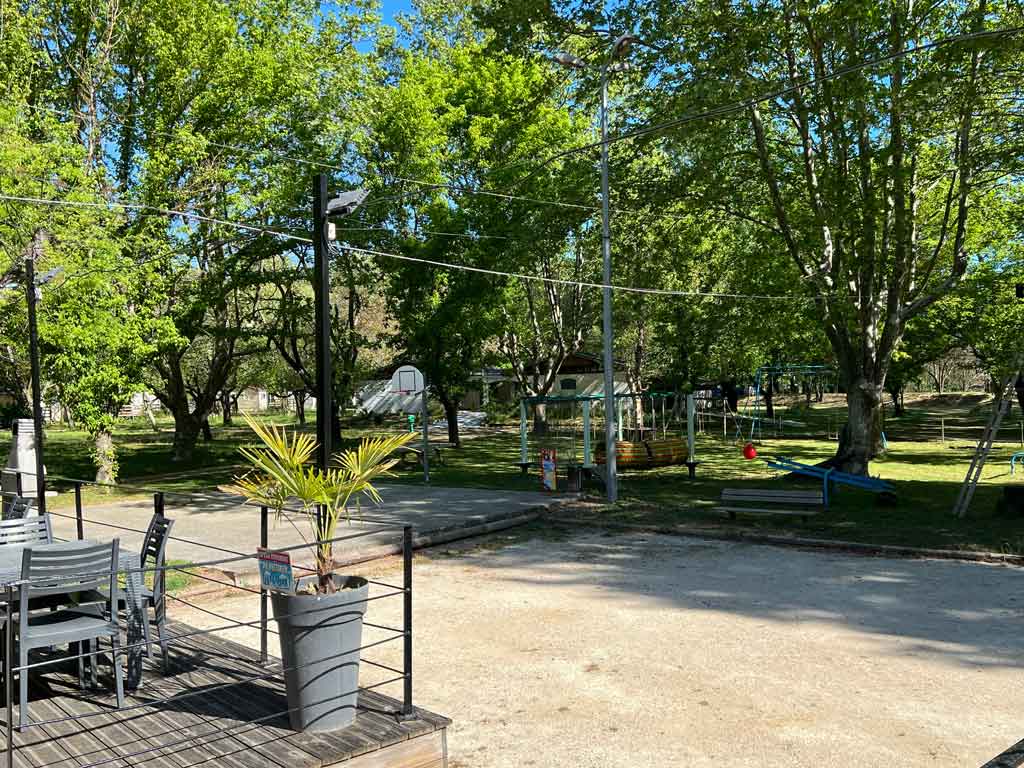 Campsite by the river in southern Ardèche